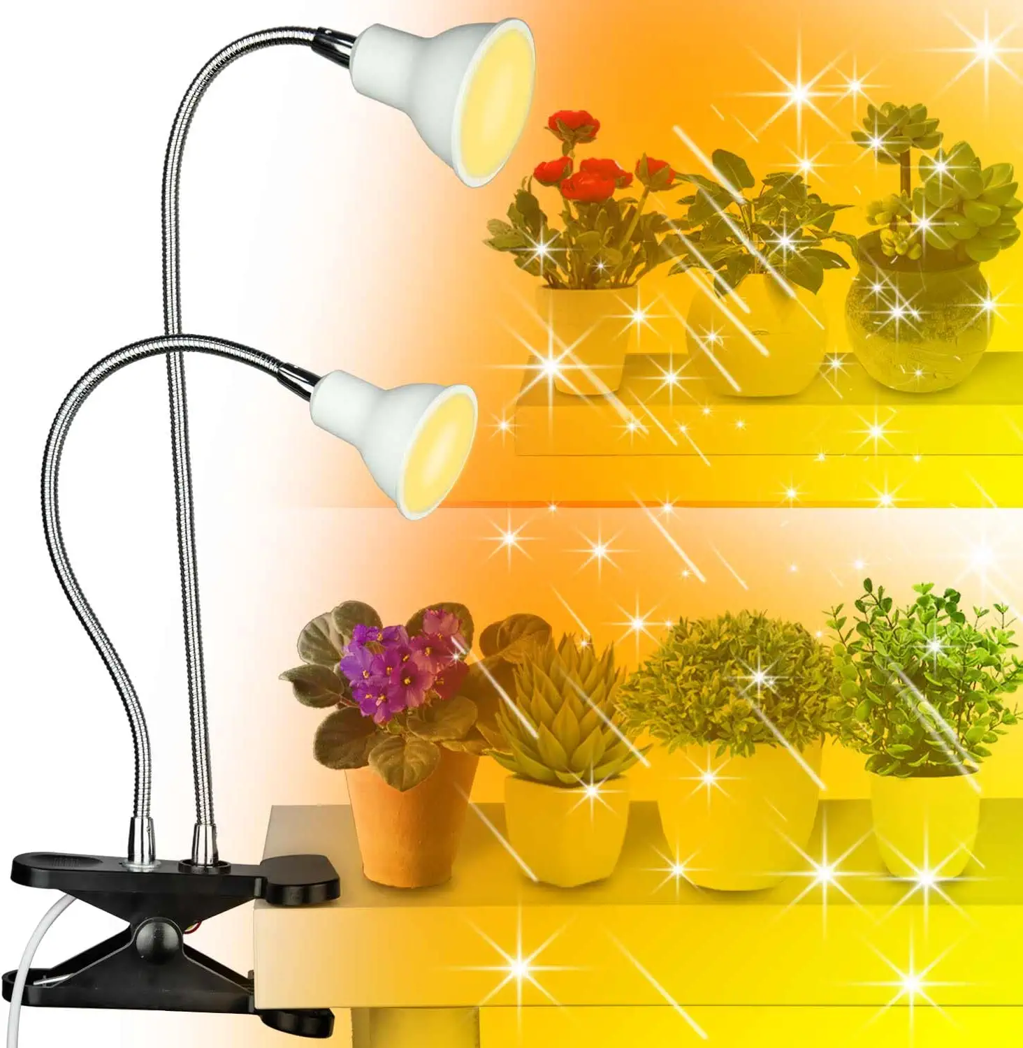 Grow Light, Bright Dual Head Clip on Plant Light for Indoor Plants with ...