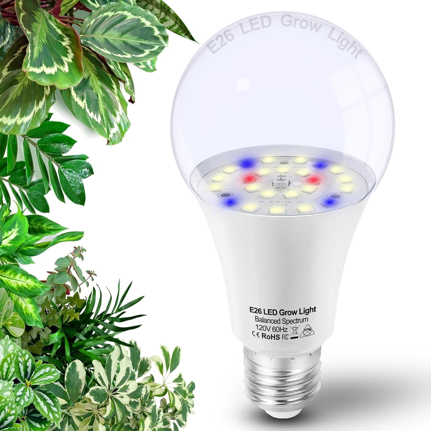 Grow Light Bulbs for Indoor Plants Full Spectrum E26 A19 10W,Grow LED ...