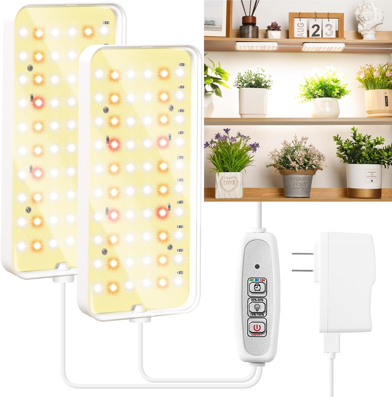 ® Grow Light, Ceiling Light for Indoor Plants, 120 LEDs Full Spectrum ...