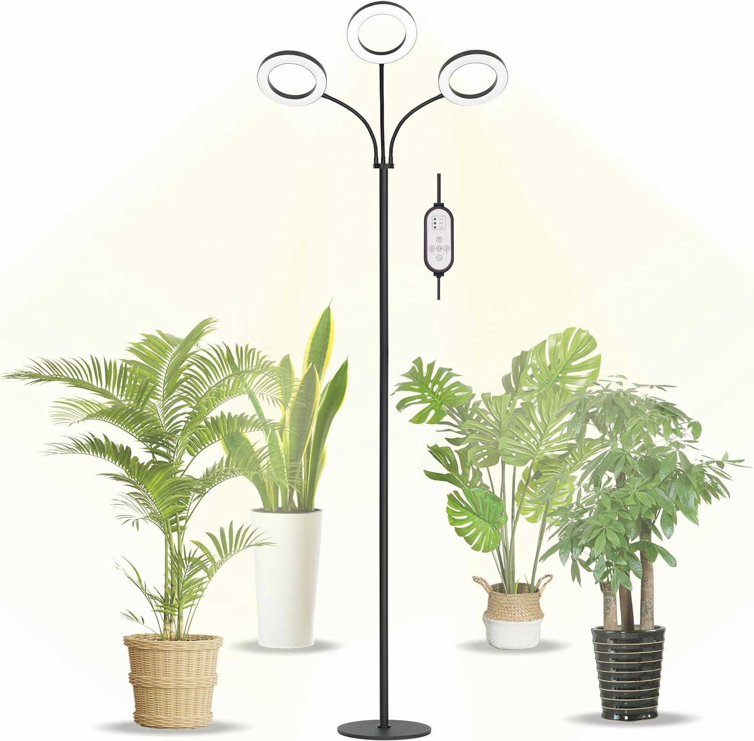 Grow Light for Indoor Plants, 3 Head Full Spectrum LED Tall Plant ...