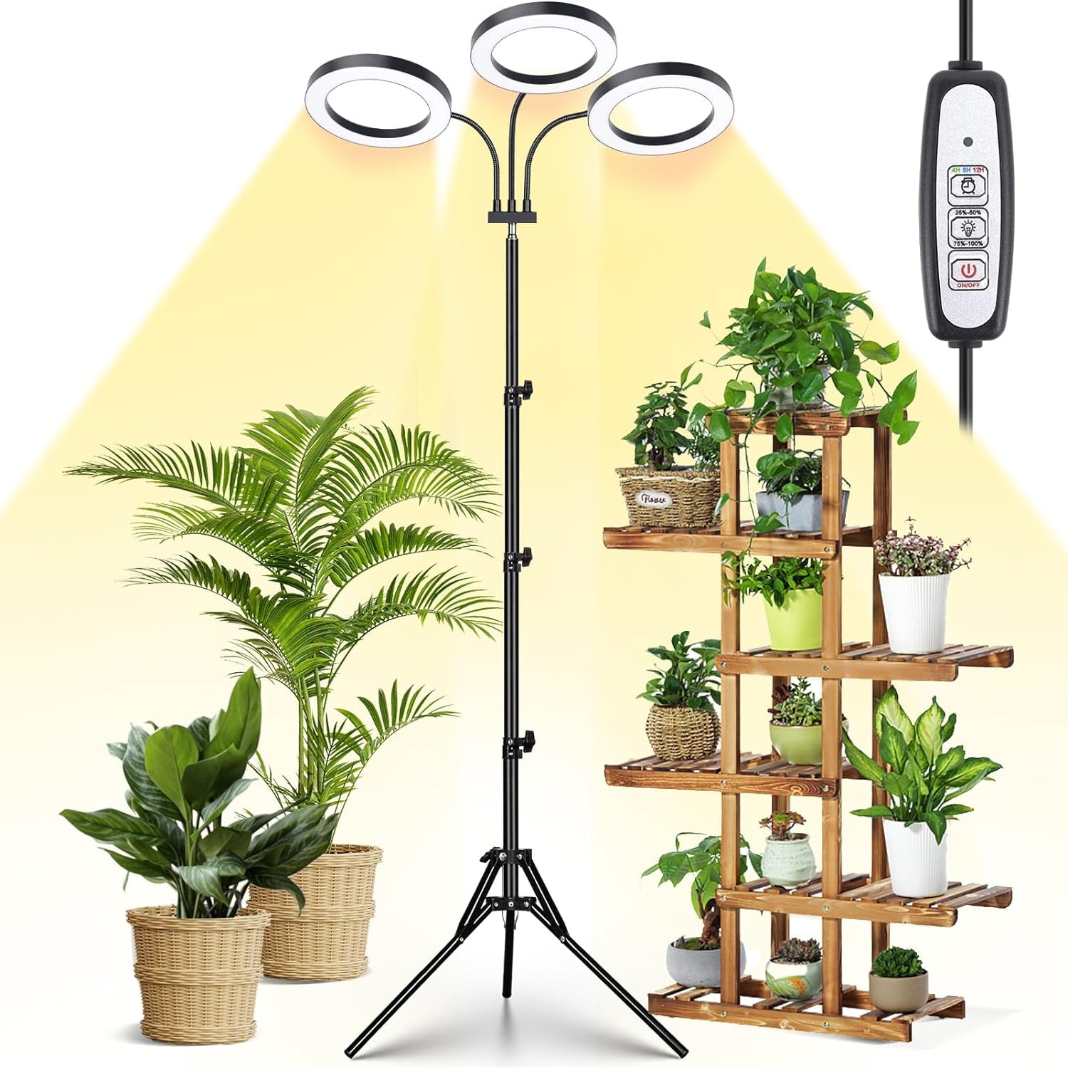 Grow Light for Indoor Plants, Tri-Head Plant Light for Plants Growing ...