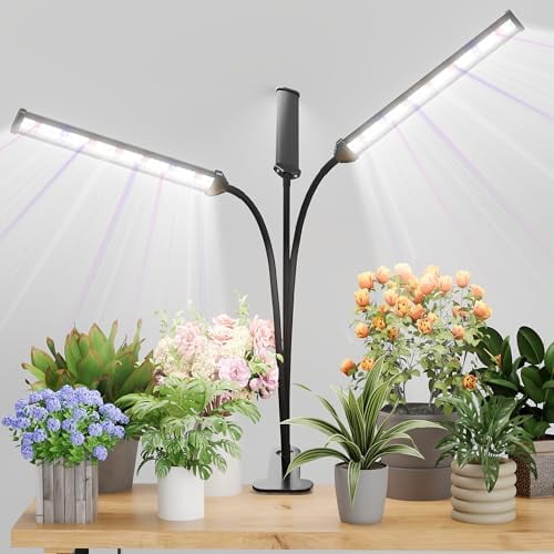 Grow Light LED Gooseneck Lamp,Triple-Head Full Spectrum 222 LED Plant ...