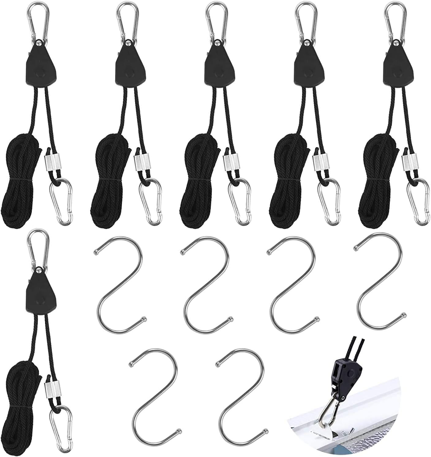 Grow Light Rope Hanger 3Pairs，1/8" 8-Feet Long Heavy Duty Adjustable ...
