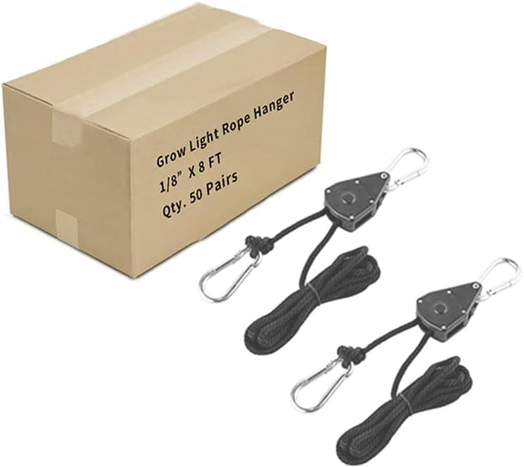 Grow Light Rope Hanger 50Pairs，1/8" 8-Feet Long Heavy Duty Adjustable ...