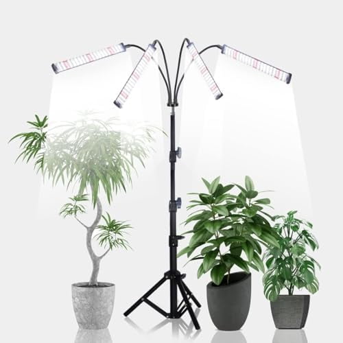 Grow Light with Stand, 200W 6000K Full Spectrum Gooseneck Floor Plant ...