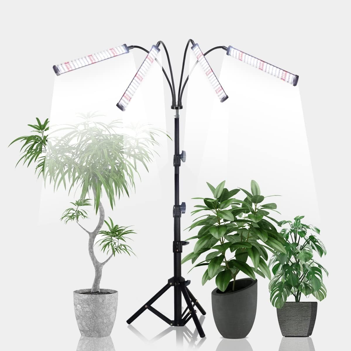 Grow Light with Stand, 200W 6000K Full Spectrum Gooseneck Floor Plant ...
