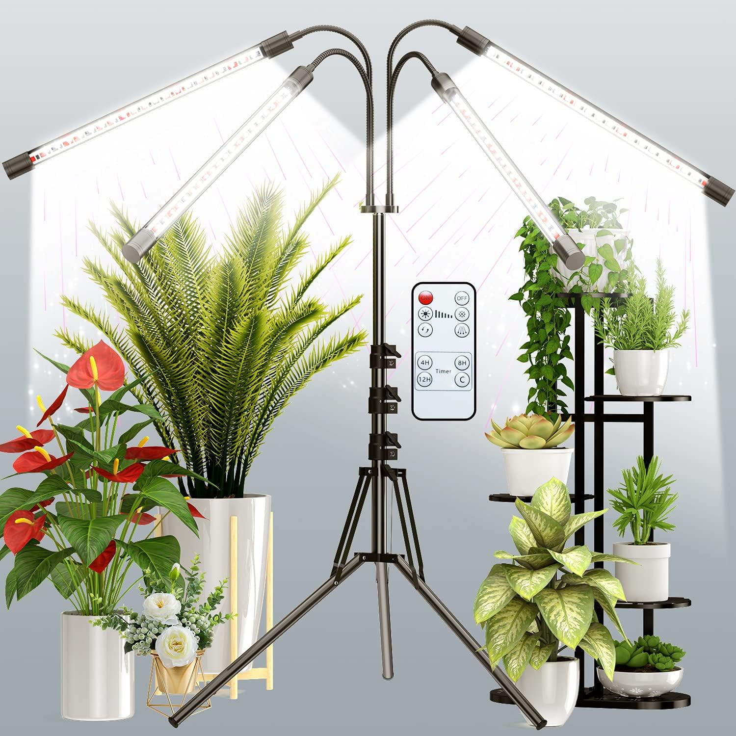 Grow Light with Stand Featuring Full Spectrum, 10 Dimmable Brightness ...