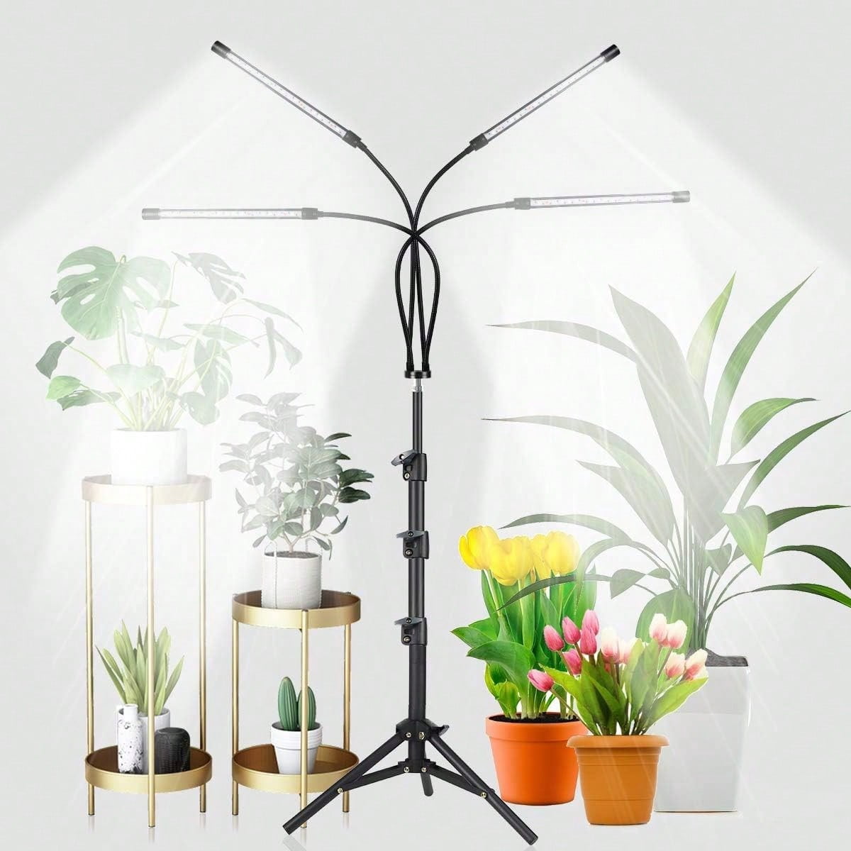 Grow Light With Stand, Full Spectrum Gooseneck Floor Plant Light For ...