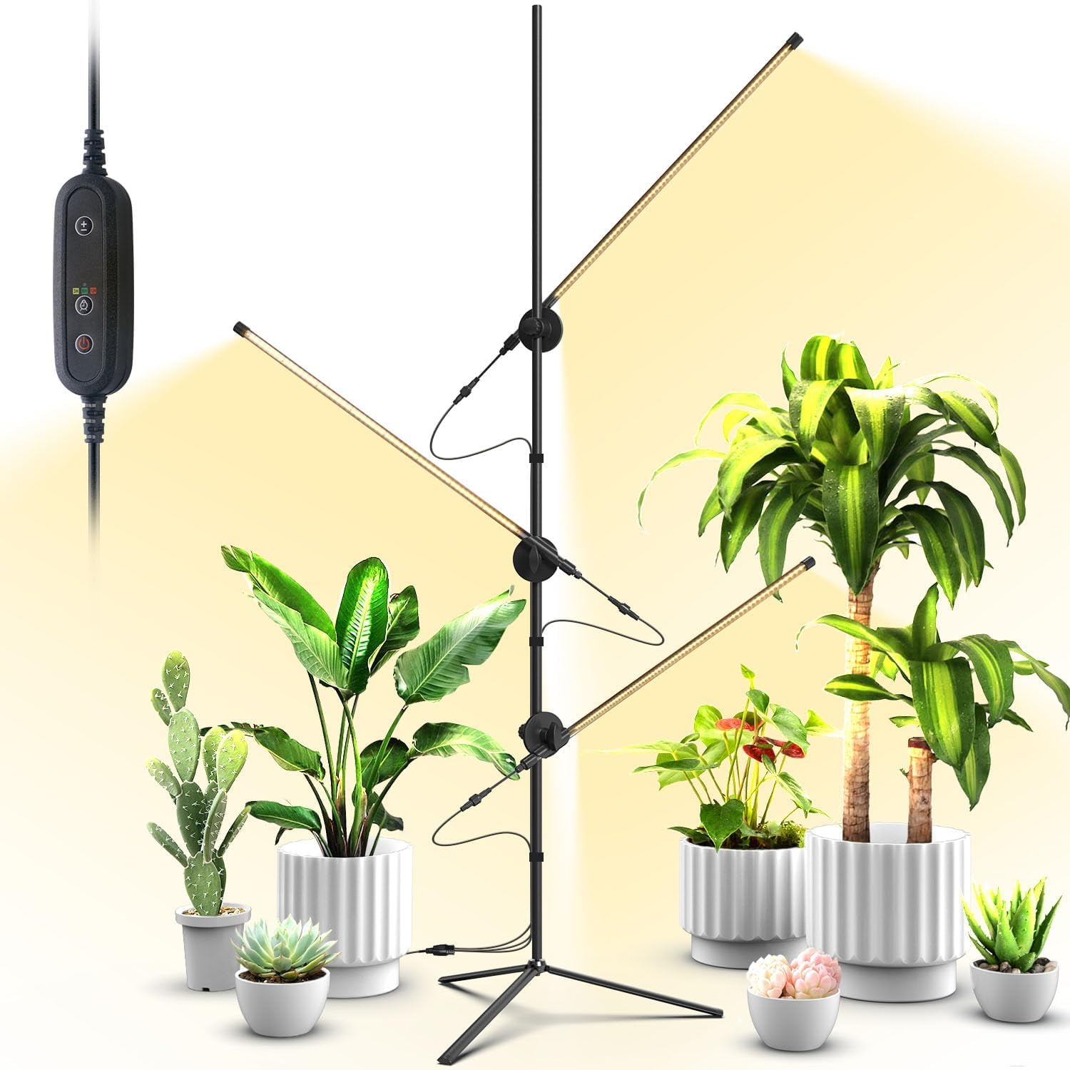 Grow Light with Stand for Indoor Plants, 3 Head 45W 168 LEDs Full ...