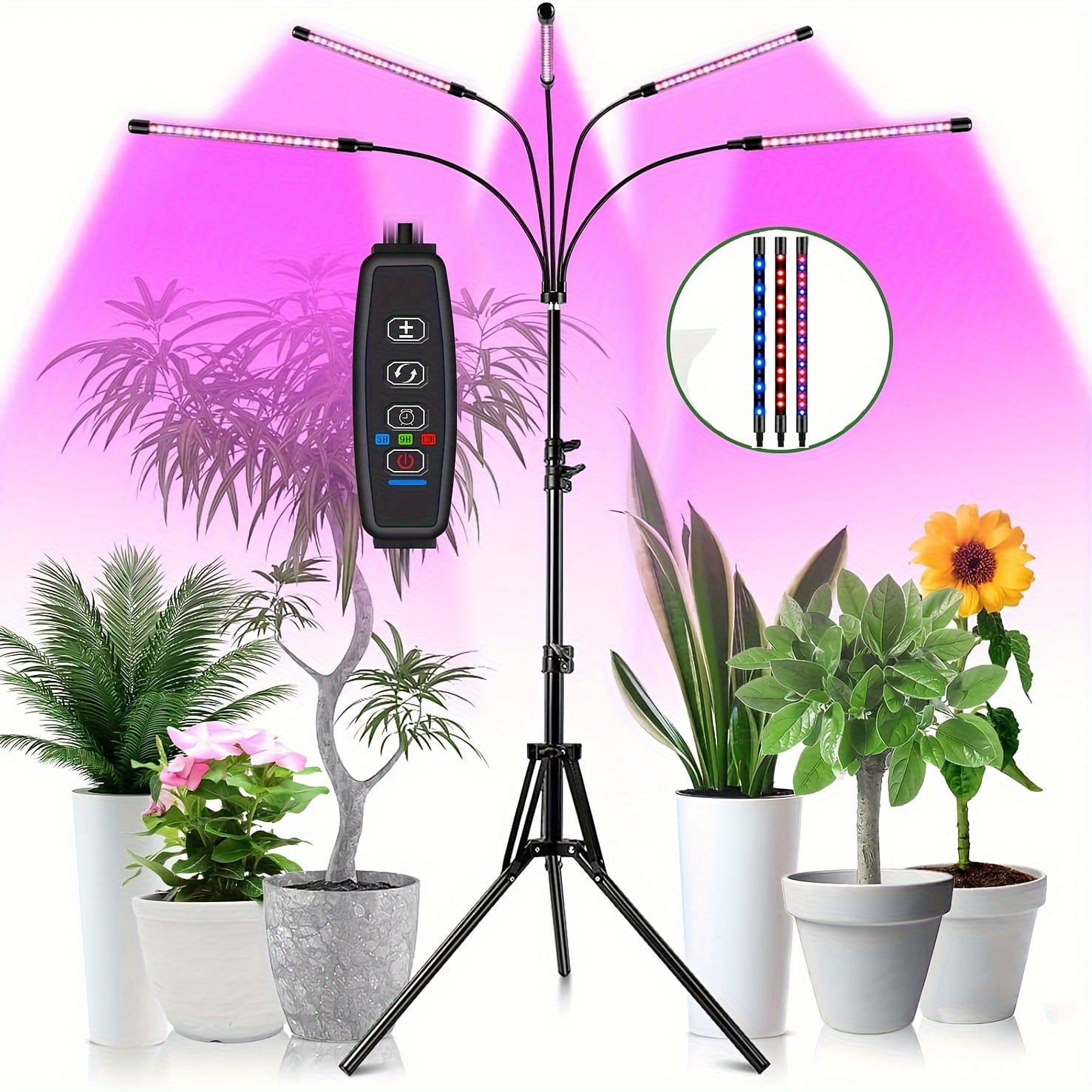 Grow Light with Stand, for Indoor Plants with Red Blue Spectrum, 10 ...