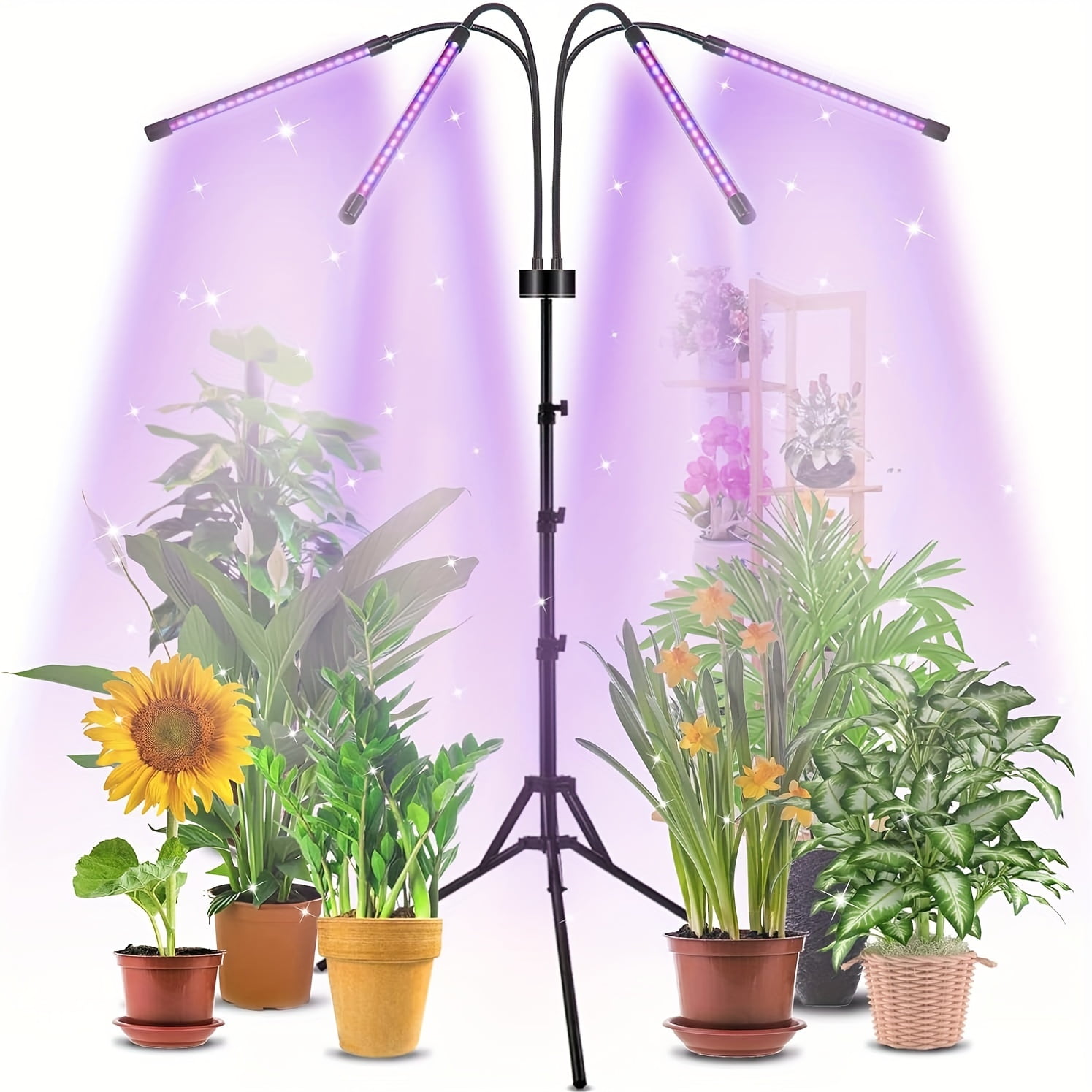 Grow Light with Stand, for Indoor Plants with Red Blue Spectrum, 10 ...