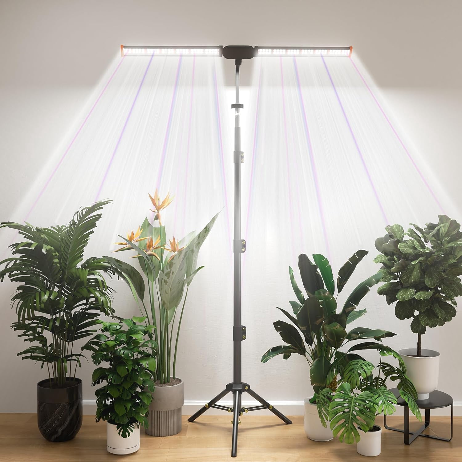 Grow Light with Stand, Super Bright 6000K White Full Spectrum Floor ...