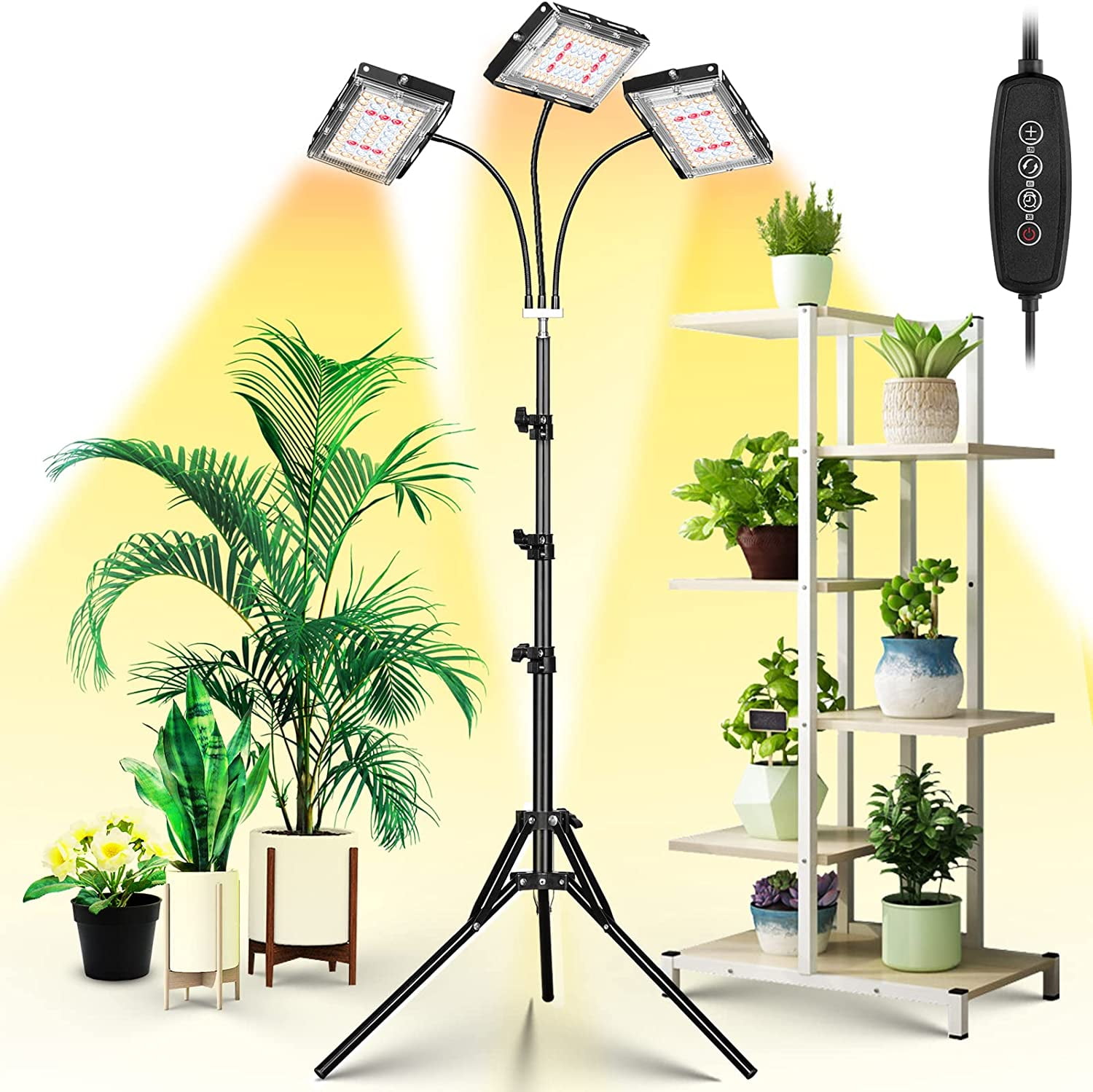 Grow Light with Stand, Tri-Head LED Plant Light for Indoor Plants, Full ...