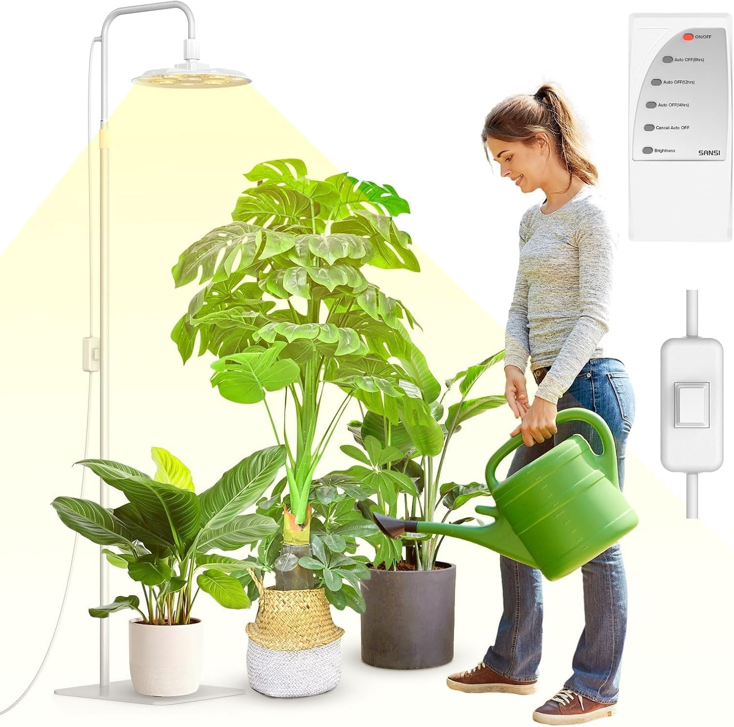 Grow Lights for Indoor Plants, 100W Full Spectrum Tall Plant Growing ...