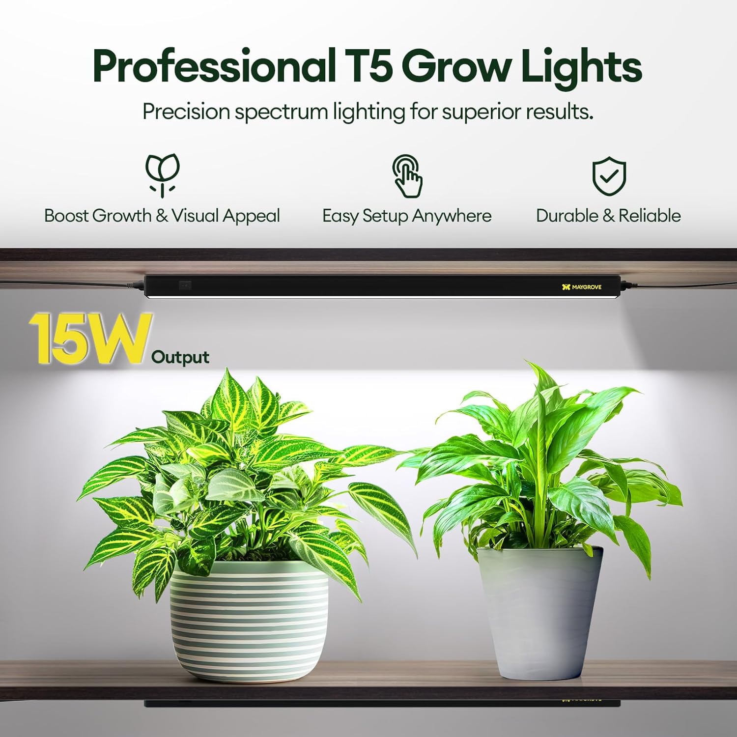 Grow Lights for Indoor Plants 2FT, Sun-Like Full 5000K Grow Light, 60W ...