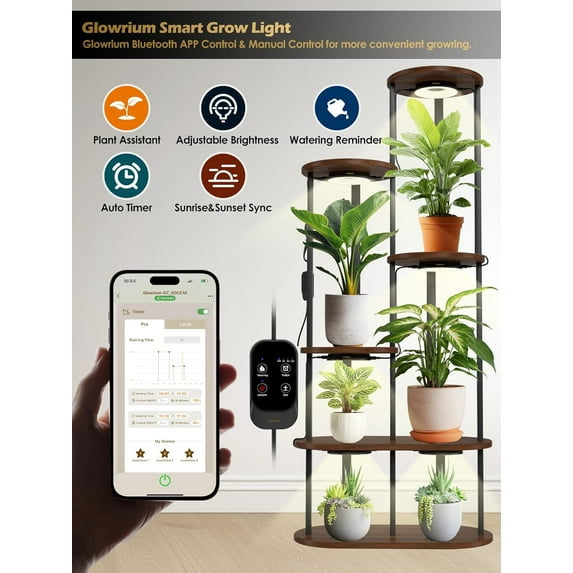 Grow Lights for Indoor Plants, 32W Smart Full LED Grow Light, Auto ...
