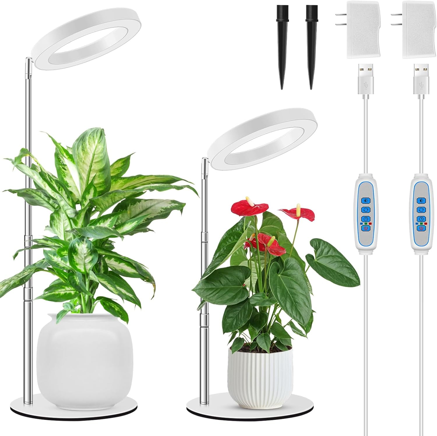 Grow Lights for Indoor Plants, 48 LEDs Full Spectrum Halo Plant Light ...
