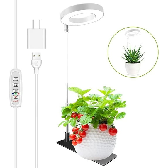Grow Lights for Indoor Plants, Full Spectrum Halo Growing lamp with Detachable Base, Height ...