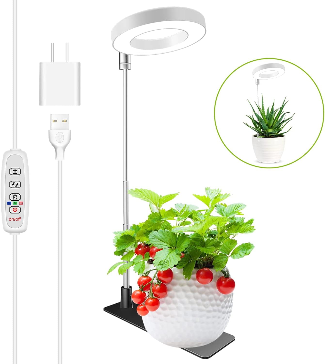 Grow Lights for Indoor Plants, Full Spectrum Halo Growing lamp with ...