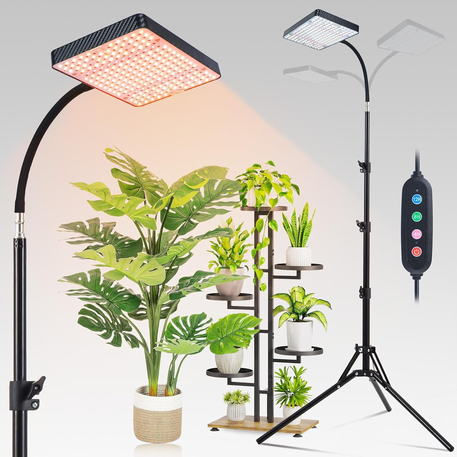 Grow Lights with Stand and Timer, FECiDA Tripod Standing Grow Lights ...