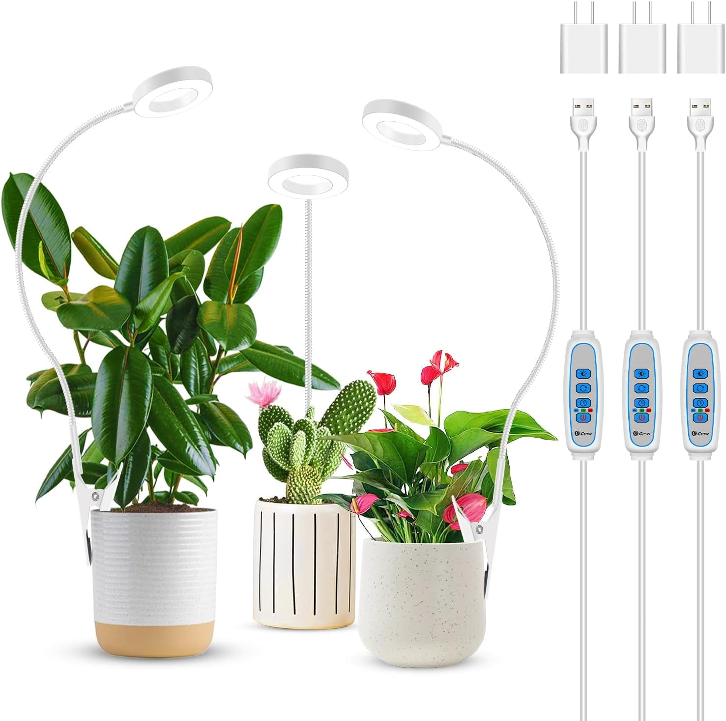 Grow Lights for Indoor Plants, Full Spectrum Clip on Plant Lights, Halo ...