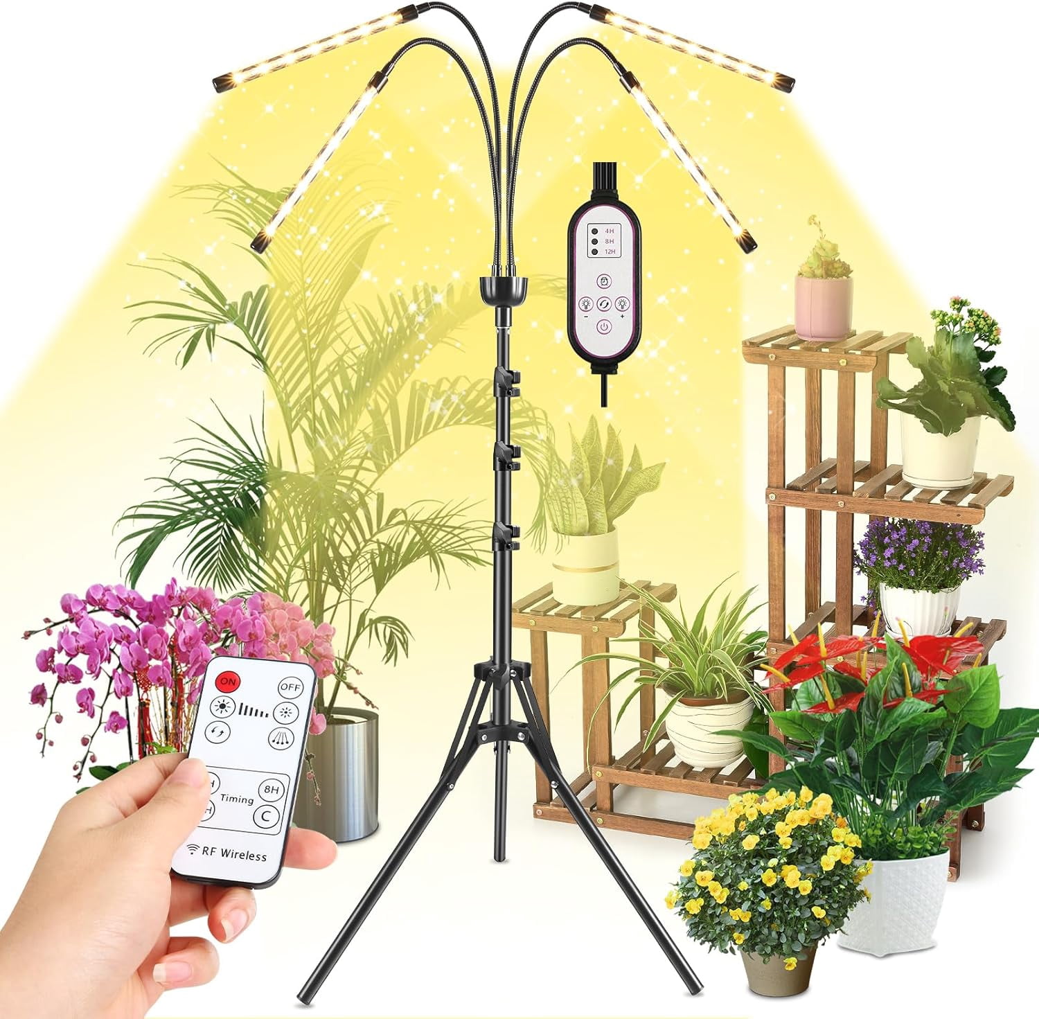 Grow Lights for Indoor Plants Yellow Light with 15-63 inches Adjustable ...