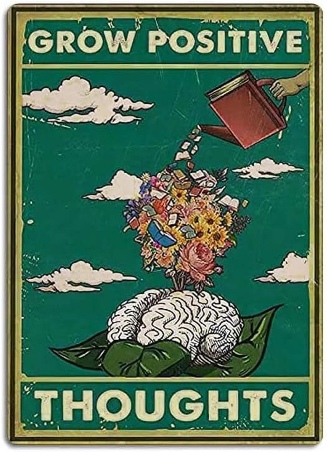 Grow Positive Thoughts Vintage Tin Signs Hippie Boho Wall Art Flower ...