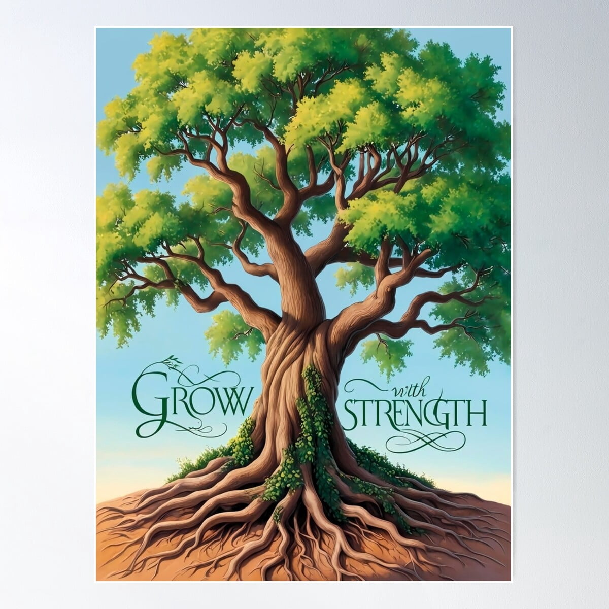 Grow With Strength Motivational Poster – Inspirational Wall Art For ...