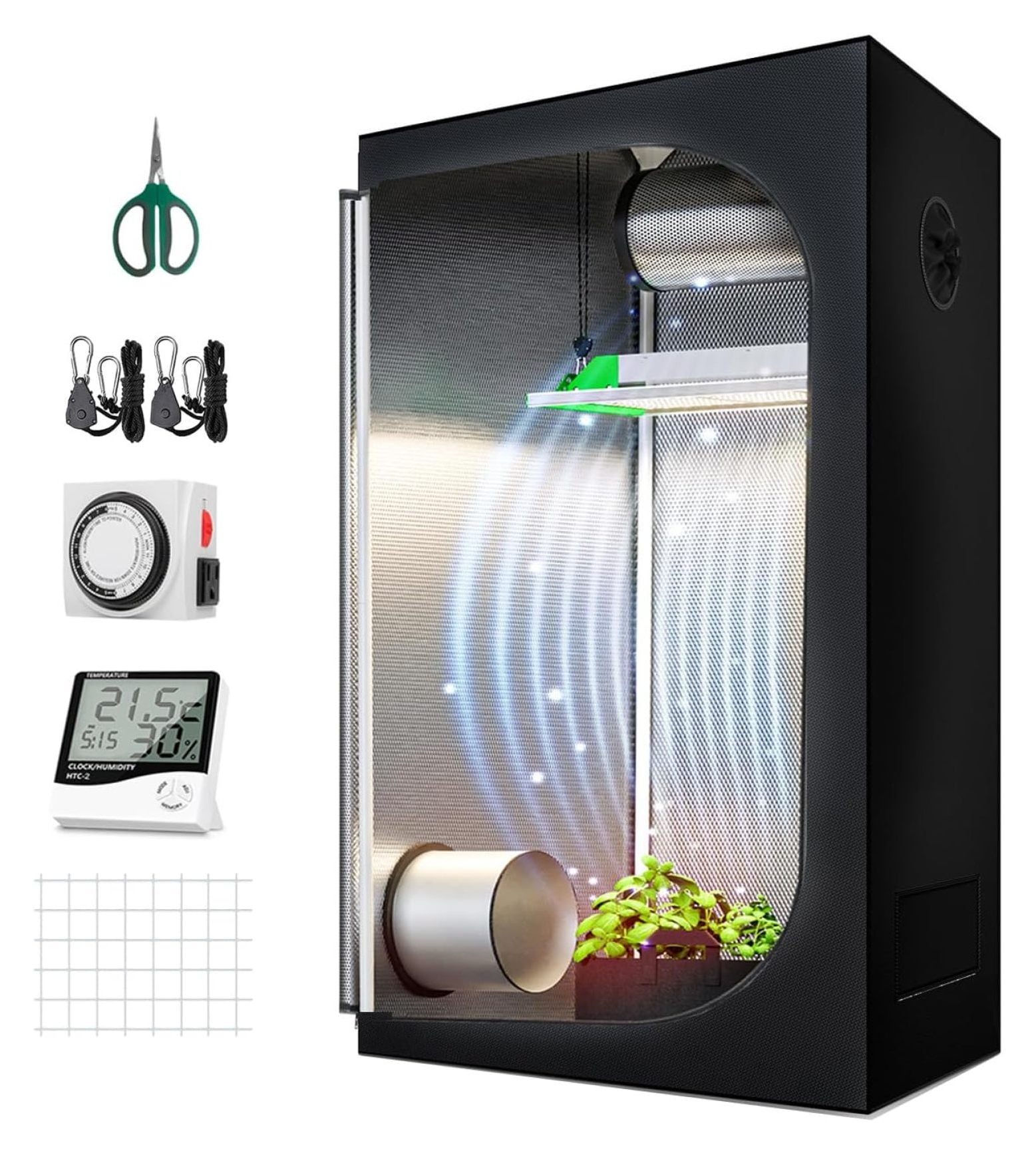 Grow Tent Kit 36"X20"X63" Indoor Plants Growing +Analog Timer +Humidity ...
