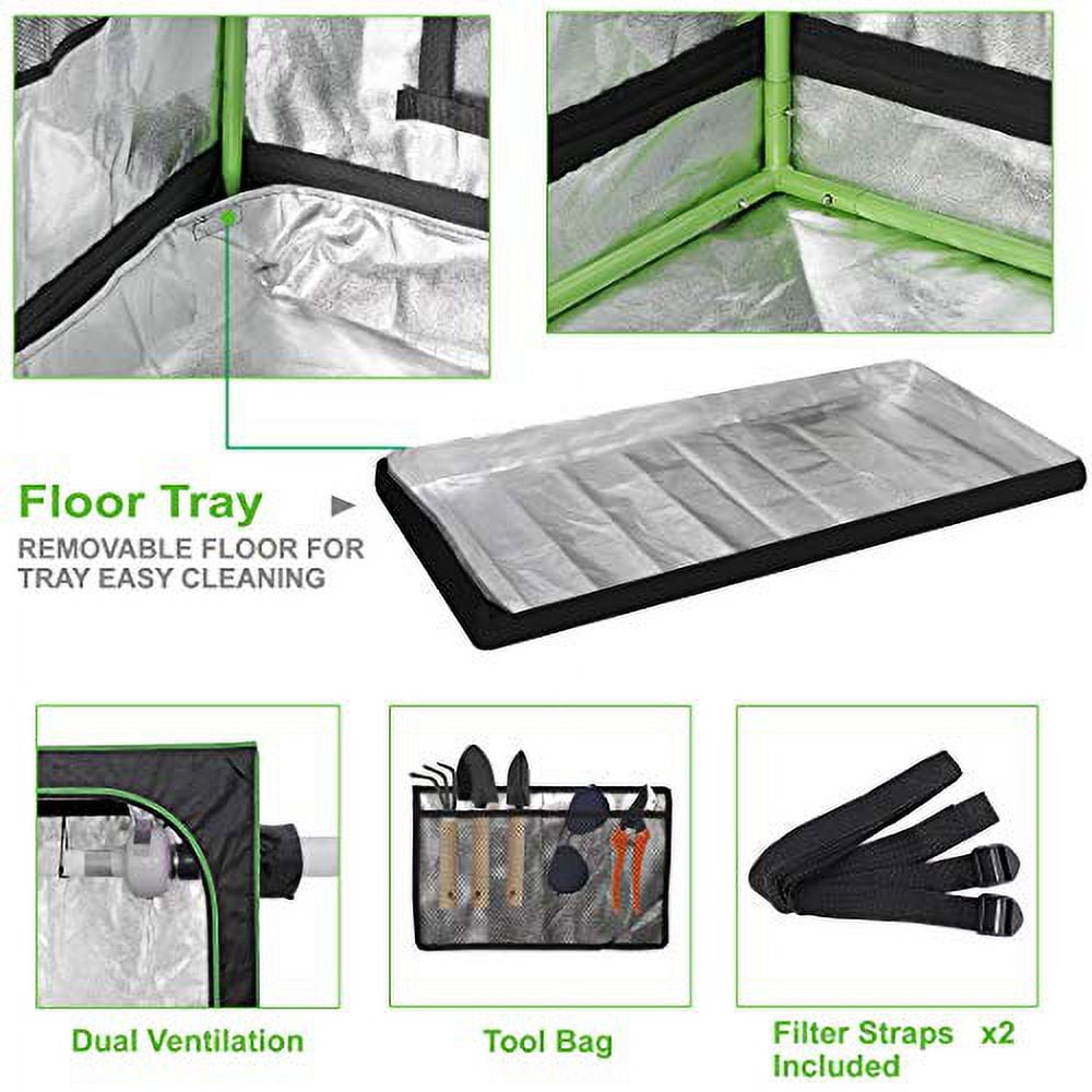 Grow Tent with Observation Window and Floor Tray, Mylar Membrane ...