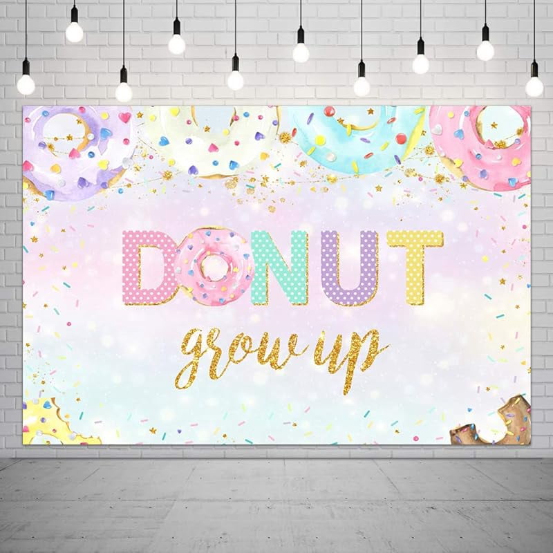 Grow up Theme Party Backdrop Colourful Donuts Sprinkles Confetti ...