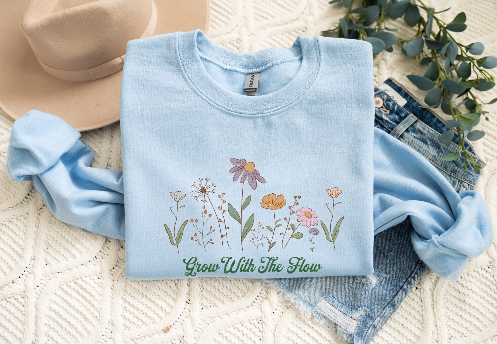 Grow With The Flow T-Shirt, Flower T-Shirt, Gardening T-Shirt, Gift for ...