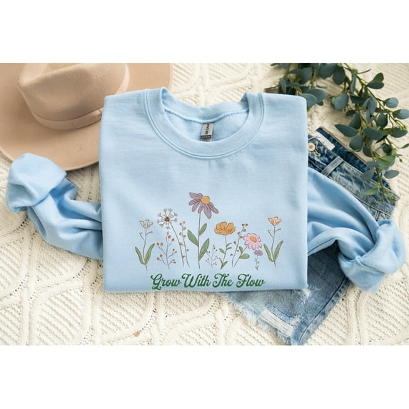 Grow With The Flow T-Shirt, Flower T-Shirt, Gardening T-Shirt, Gift for ...