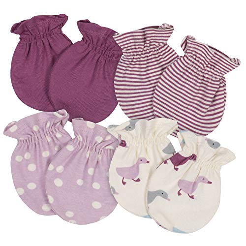 Grow by Gerber Baby Girls Organic 4-Pack Mittens, Pink/Ivory, Newborn ...