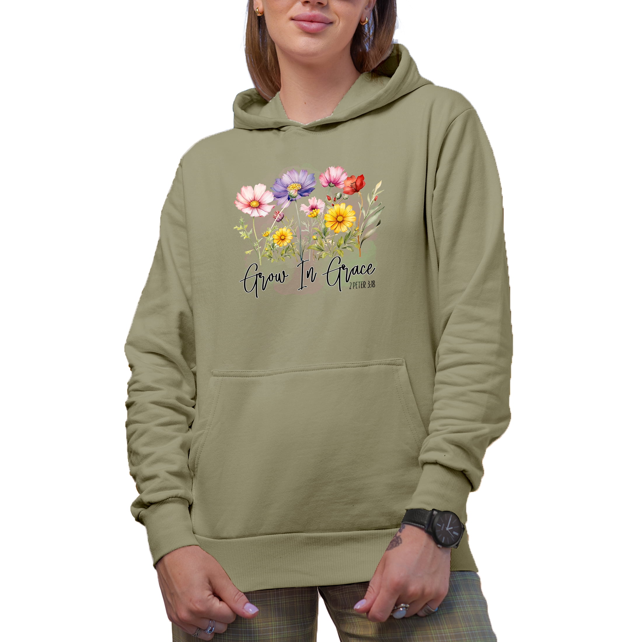 Grow in Grace 2 Peter 3 18 with Flowers Art Merch Gift, Sand Hooded ...