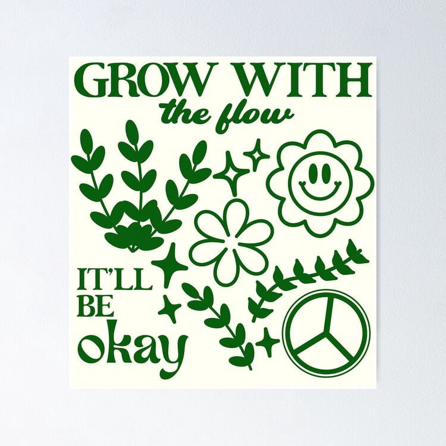 Grow with the flow, graphic minimalistic design - Motivational Quote ...