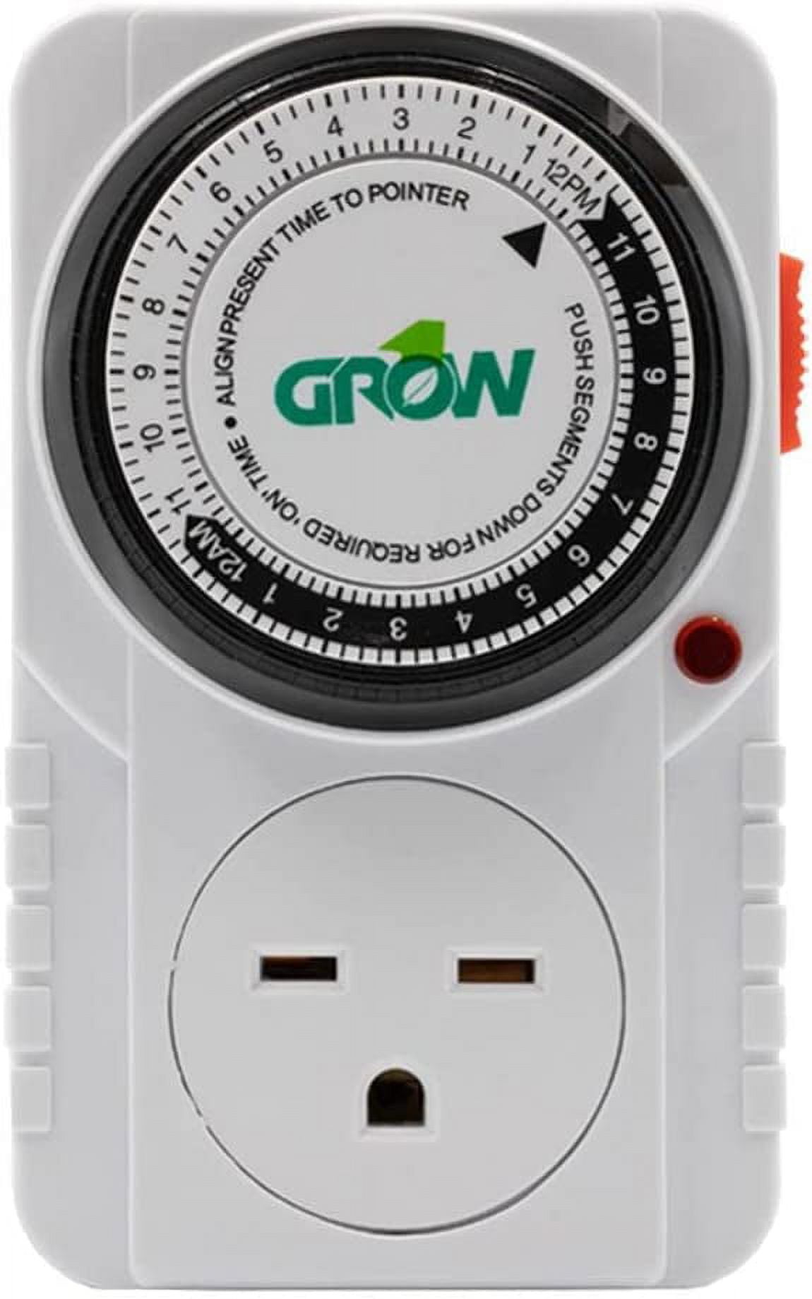 Grow1 Single Outlet Mechanical Timer 24 Hour Hydroponics Grow Light ...