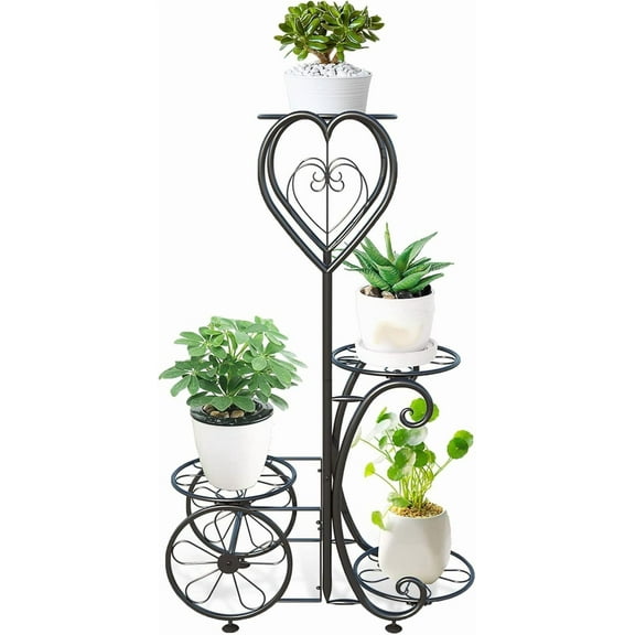 4 Tier Plant Stand with Wheels, Plant Shelf for Indoor Outdoor, Heavy ...