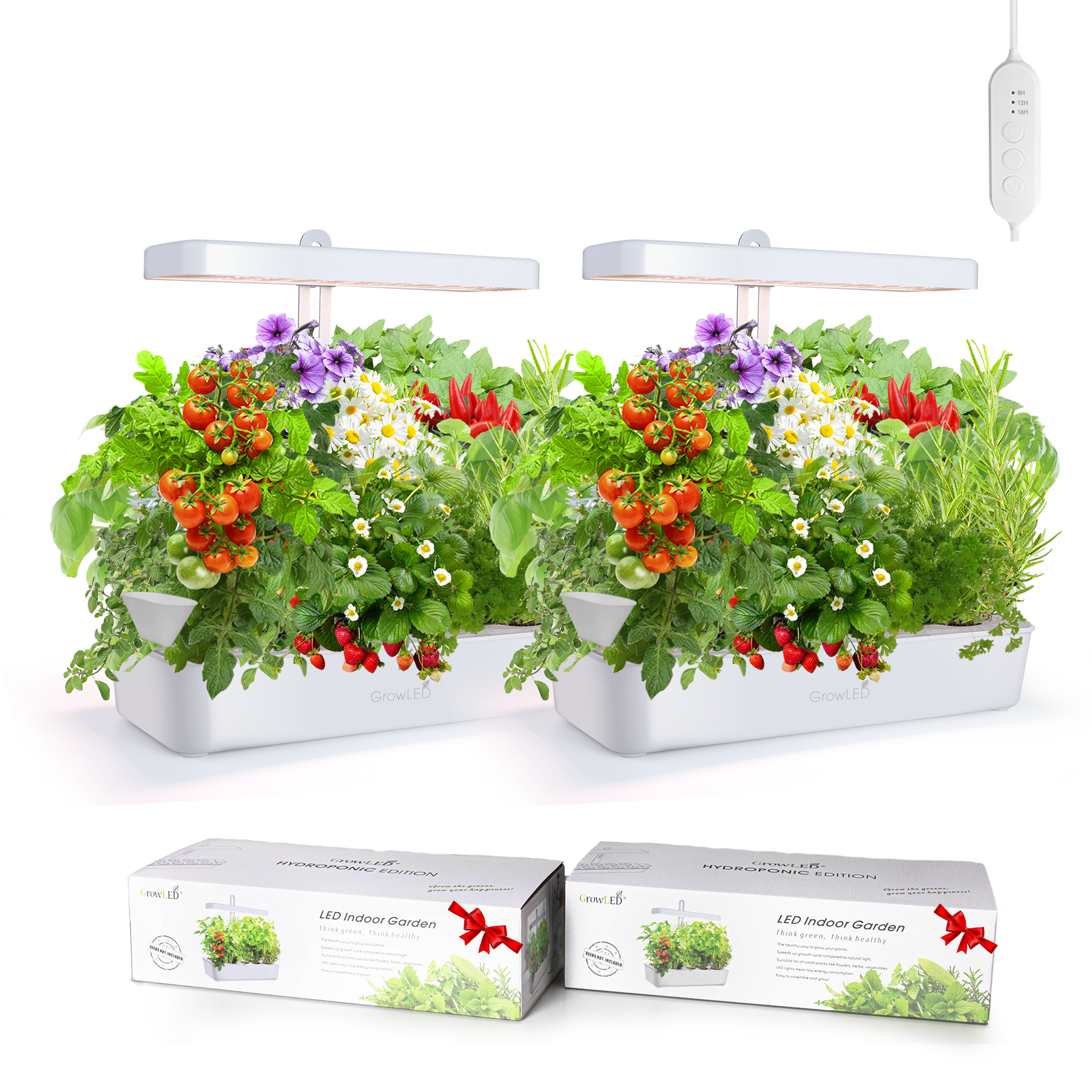 GrowLED 10-Pod Hydroponic Growing System, Height Adjustable Indoor Herb ...
