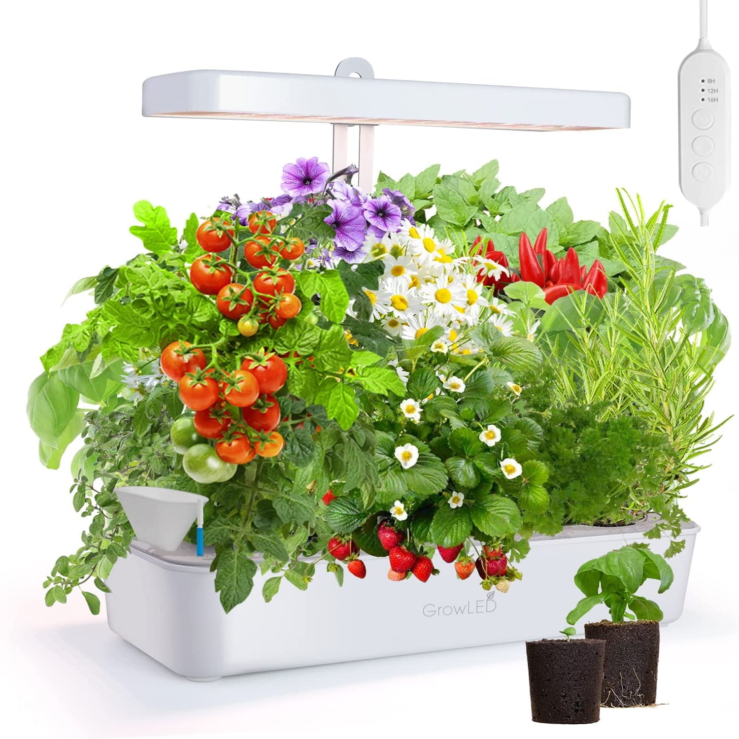 GrowLED 10-Pod Hydroponic Growing System, Height Adjustable Indoor Herb ...