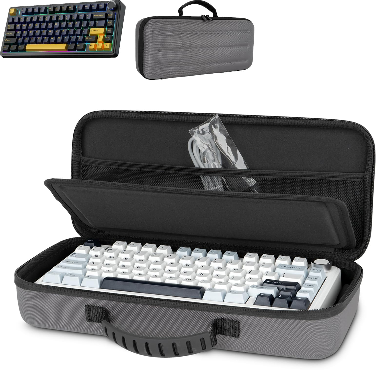 Growalleter 75% Keyboard Case, SSF20 Hard Shell Travel Carrying Bag for ...