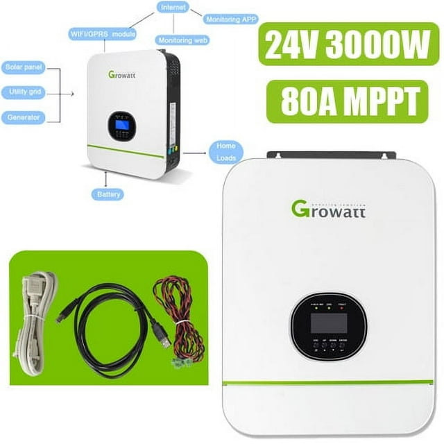 Growatt 24V 3000W 120V/240V Split Phase Solar Inverter Growatt Split Phase 80A MPPT - Walmart.com