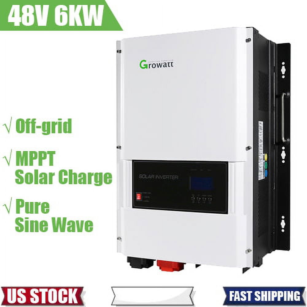 Growatt 48V 6kW (6000W) 120/240V Split Phase Solar Inverter Built-in 80A MPPT Solar Charge ...