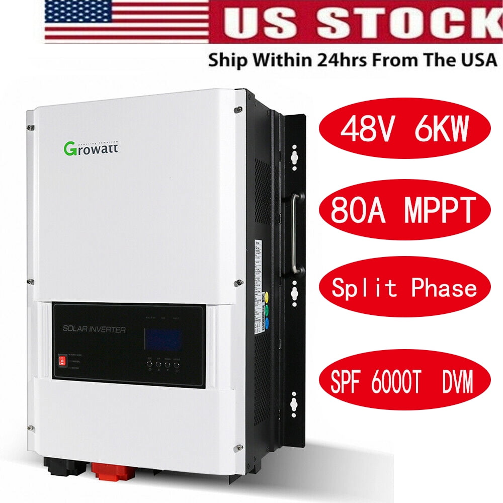 Growatt 6kW 120/240V Split Phase Solar Inverter Built-in 80A MPPT Solar Charge - Walmart.com