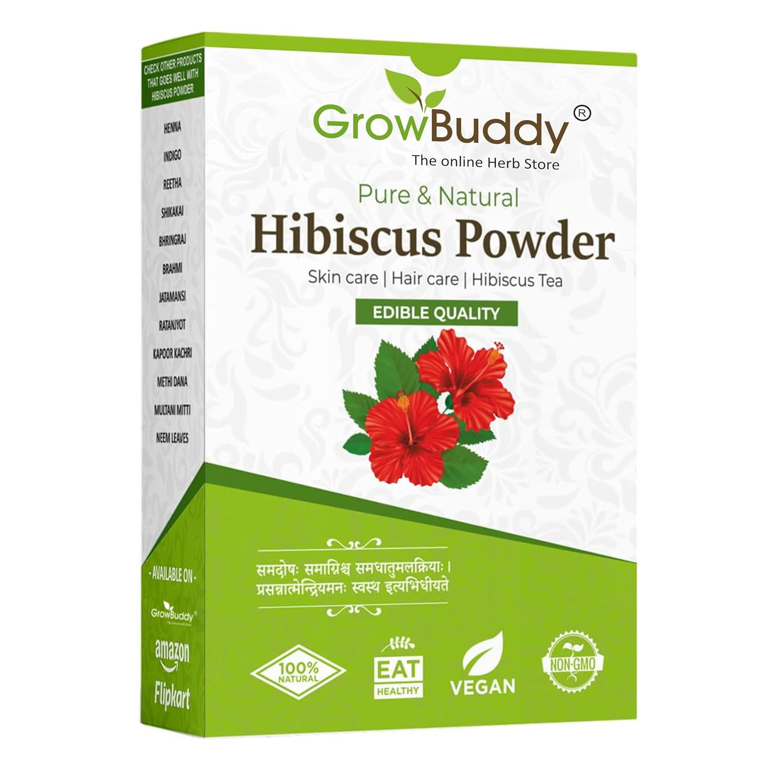 Growbuddy Hibiscus powder for hair growth 100 Grams Ideal for Hair pack ...