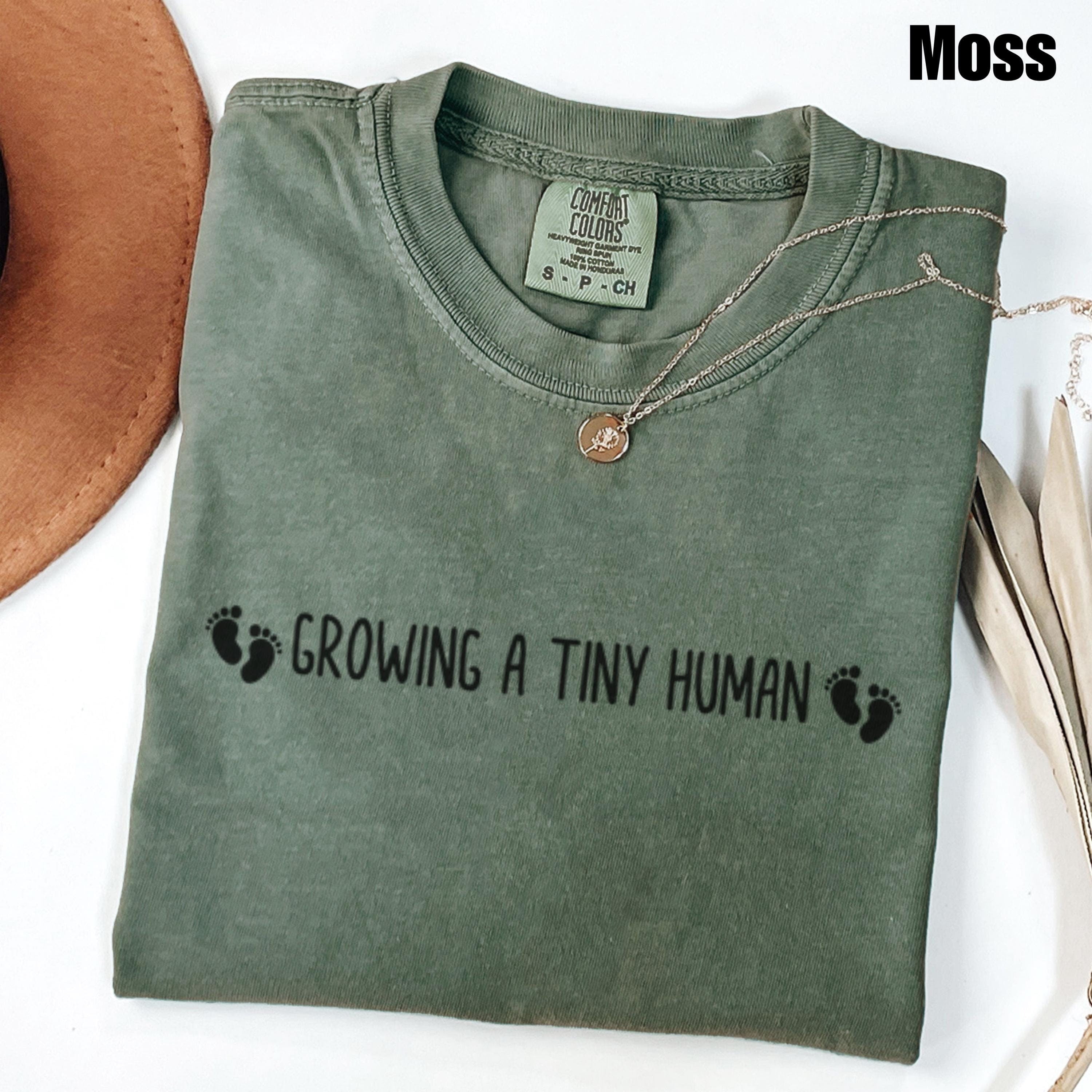 Growing A Tiny Human Pregnancy Announcement Shirt, Spring Flower Baby ...
