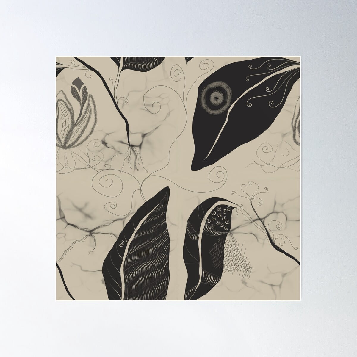Growing Cream Edge Poster Wall Art, Modern Wall Decor For Living Room ...