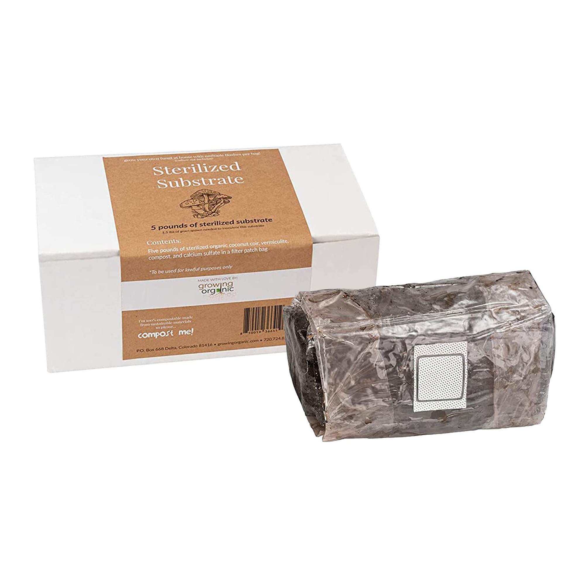 Growing Organic 5lb Sterilized Mushroom Growing Substrate Bag, Coco ...