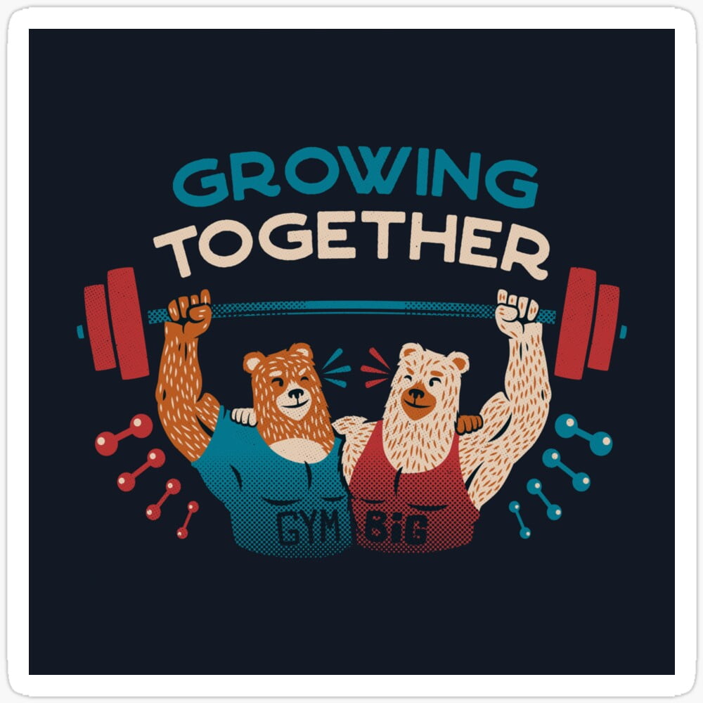 Growing Together Gym Bears Blue Sticker Phone Decal Water Bottle ...