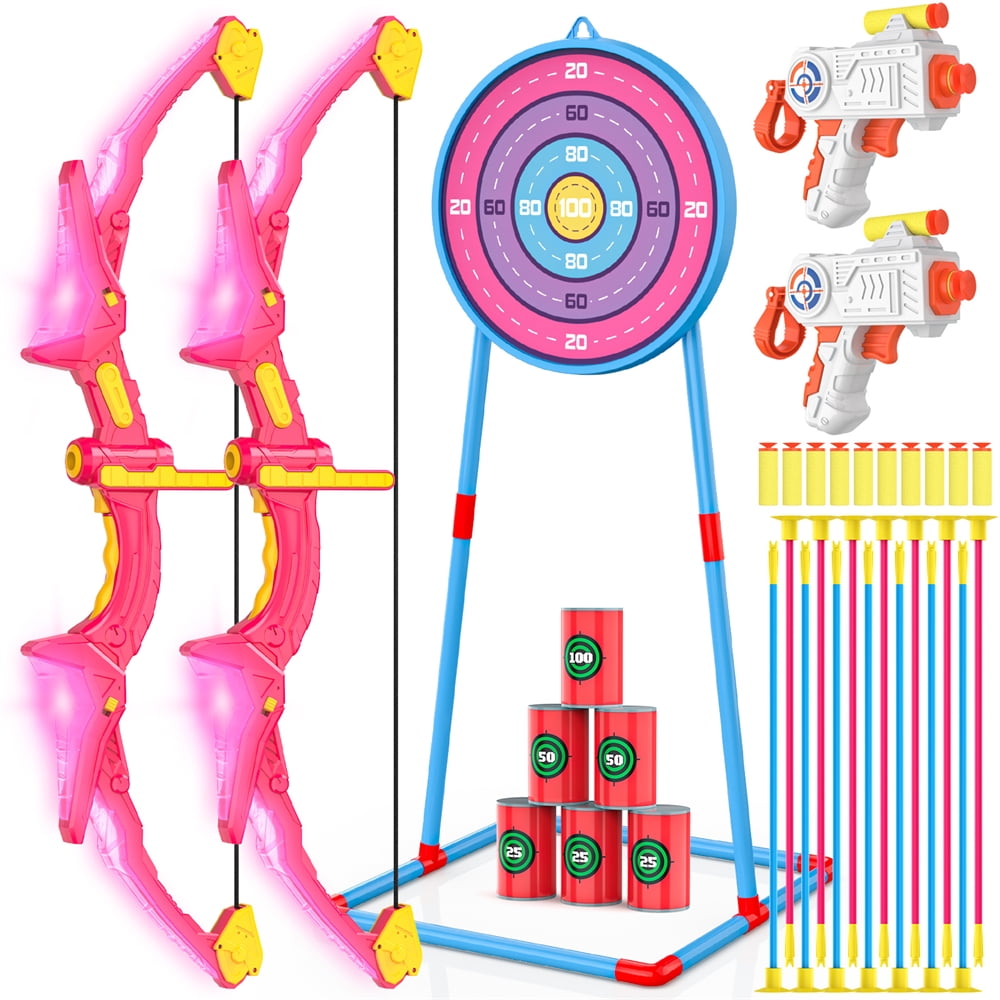 Growsly Kids Bow and Arrow Set with LED Lights, Suction Cup Arrows ...